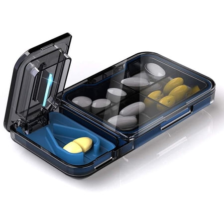 Pill Cutter Splitter, Easily Split Pills, AM/PM Daily Pill Case, Four ...