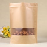 WAFUNNE Bulk Packaging 50pcs Kraft Bags with Window, Stand Up Ziplock ...