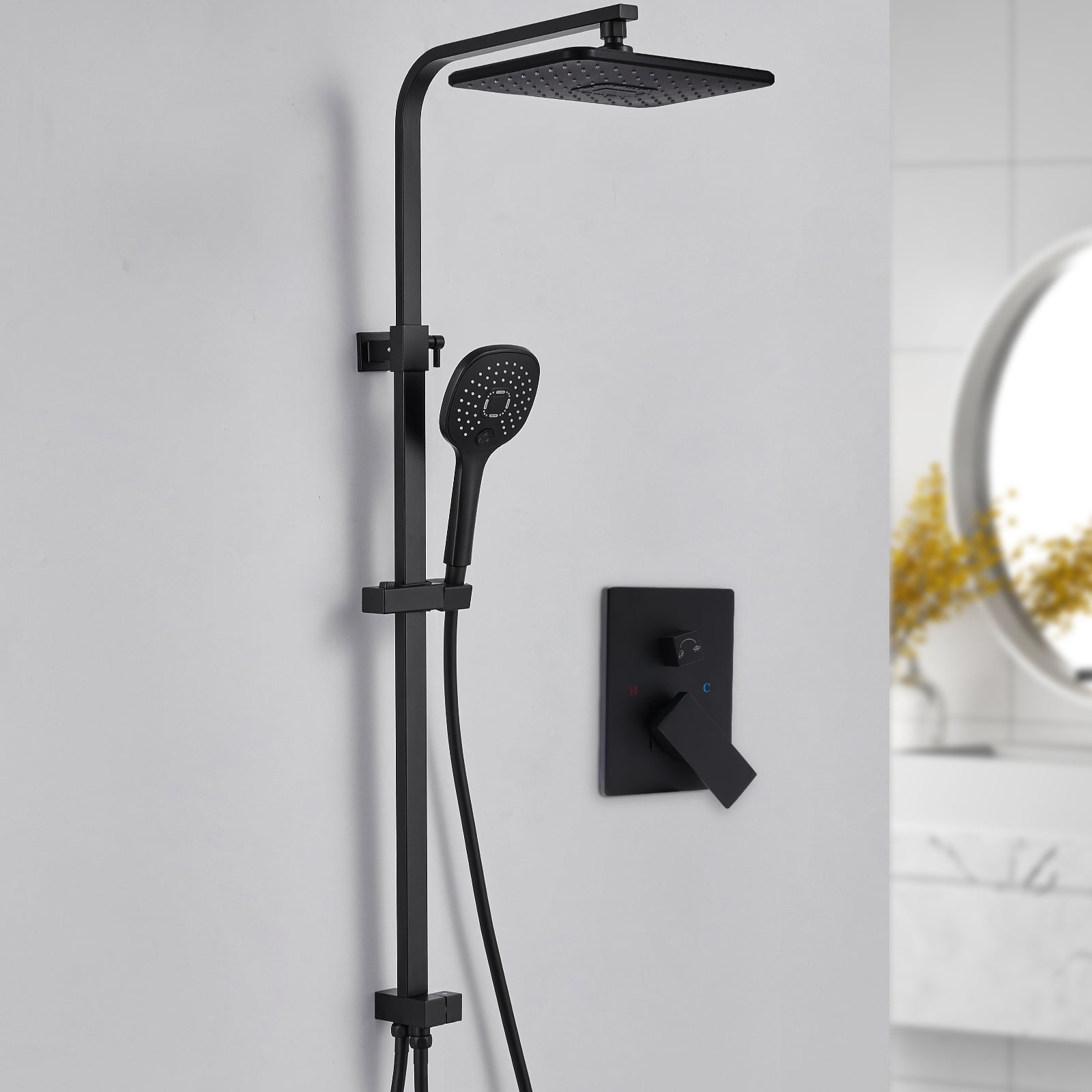 Miumaeov Shower Mixer Valve, Wall Mount 2 Function Shower Faucet Valve ...