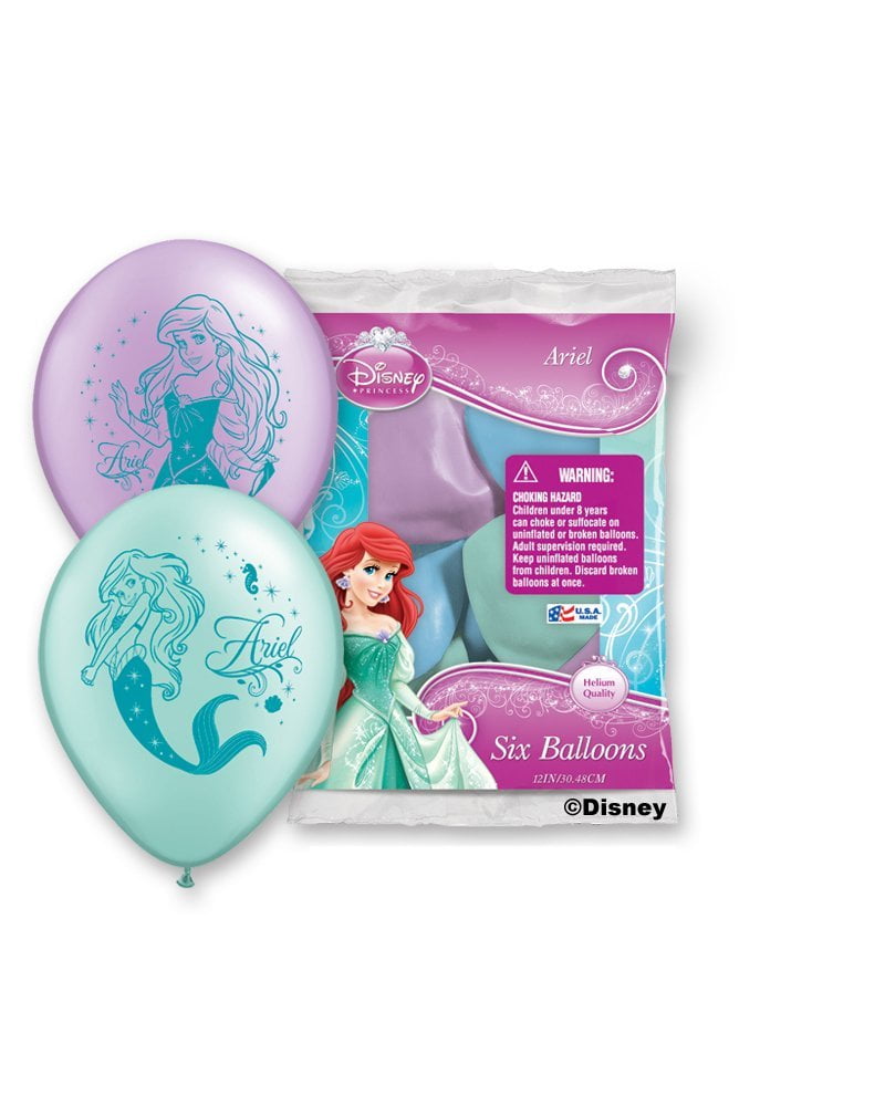 Party Supplies - Pioneer Latex Balloons 6 ct 12" Disney Princess Ariel ...