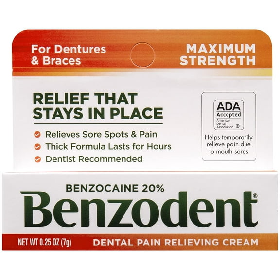 Benzodent Dental Pain Relieving Cream 0.25 oz HSA/FSA Eligible ...
