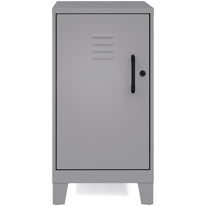 UrbanPro 27.5"H 2 Shelf Mini Metal Storage Locker Cabinet in Silver ...