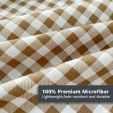 Tan Gingham Queen Sheet Set, Soft Brushed Microfiber Taupe Plaid ...