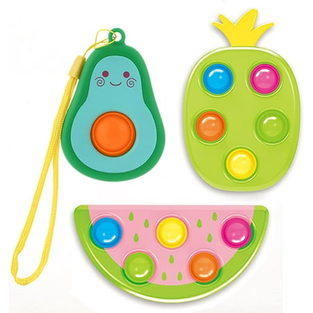 3Pack New Avocado Simple Dimple Watermelon Pineapple Mini Pop Fruit Hard Shell Fidget Toy Popper ...