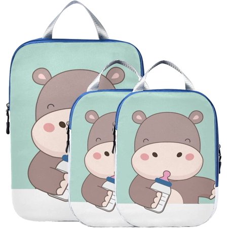 Travel Packing Cube Set Cute Smiling Hippo Hippopotamus Travel Packing ...