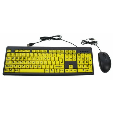 Large Print Wired Keyboard and Wireless Mouse Set - Walmart.com
