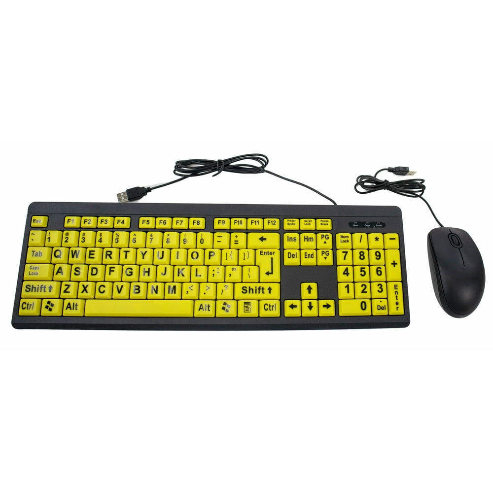 Big & Bright EZ See Keyboard - USB Wired - High Contrast Yellow With ...