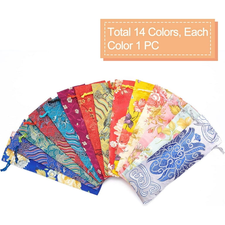 14 Color Silk Brocade Pouches 3x8.6 Inch Drawstring Gift 14 Color Silk Brocade Pouches 3x8.6 Inch Drawstring Gift