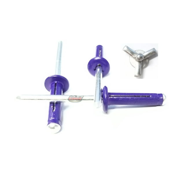 Purple Exploding Pop Rivets 3/16" Tri-Fold Small Aluminum Head Steel ...