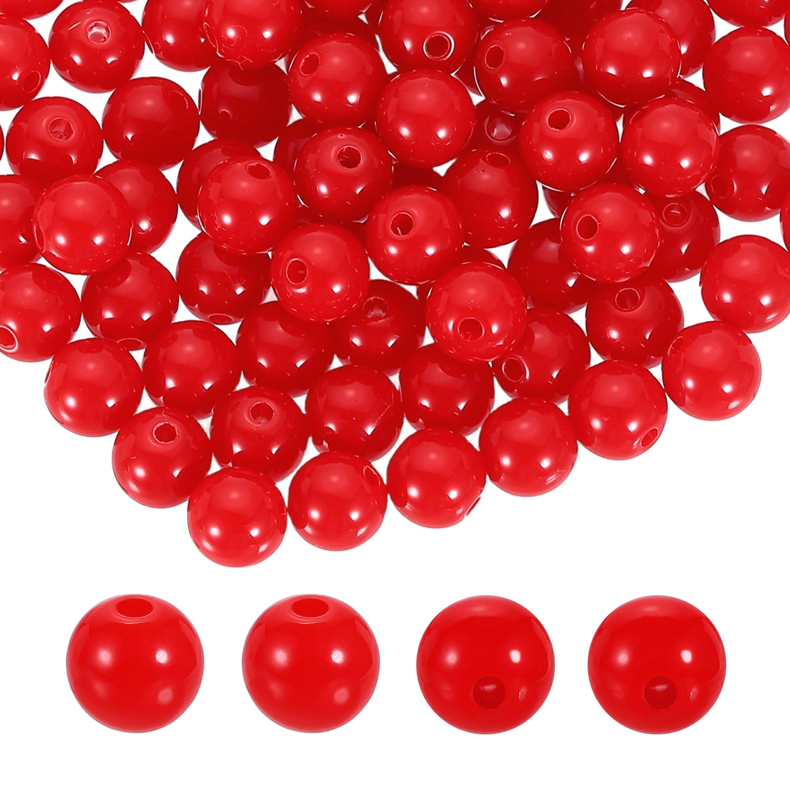Click here for Uxcell 200pcs Red Acrylic Round Beads 10mm Dia 1.9... prices