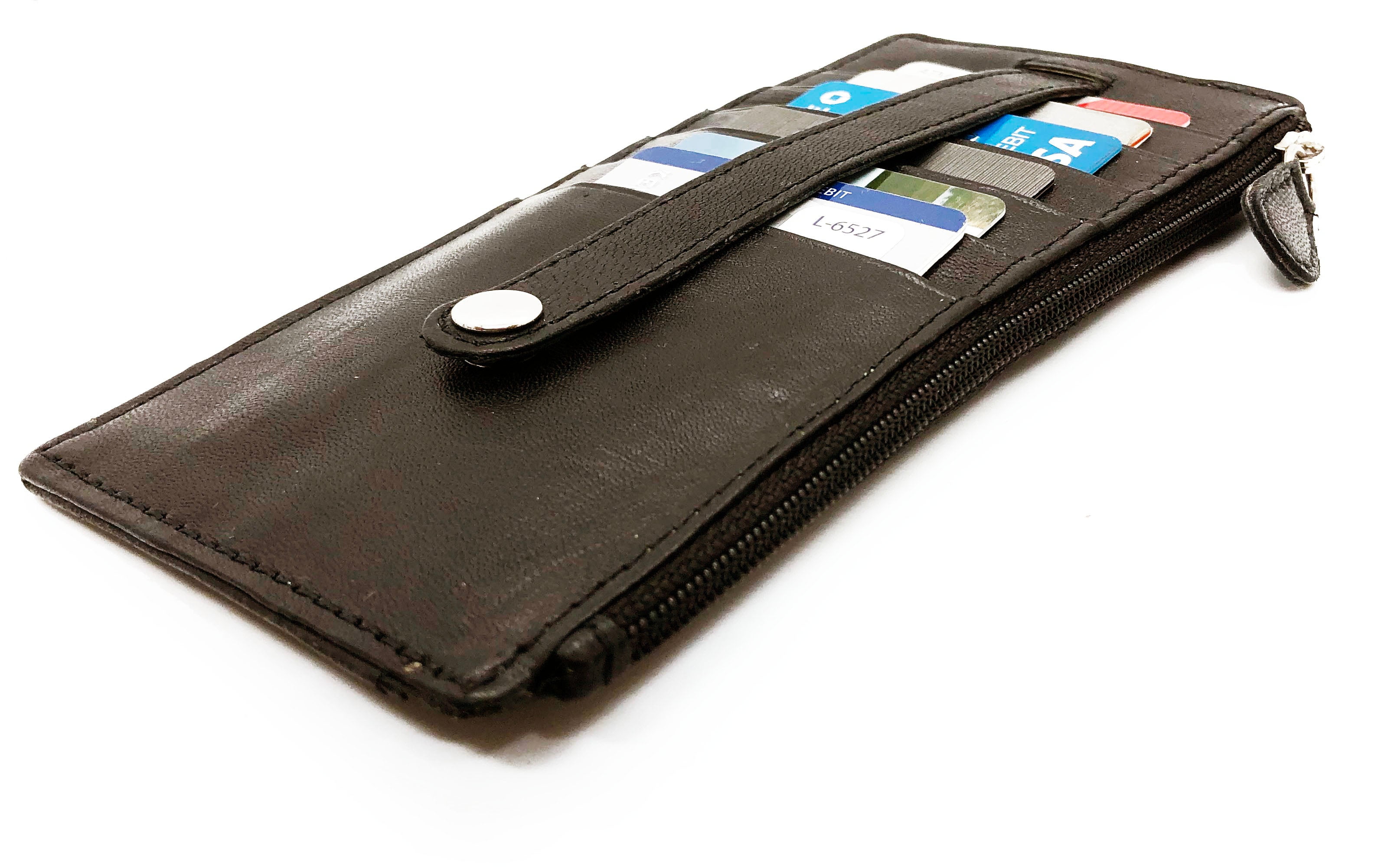 Genuine Leather Thin Vertical Stacker Women's Wallet Card Case with ID ...