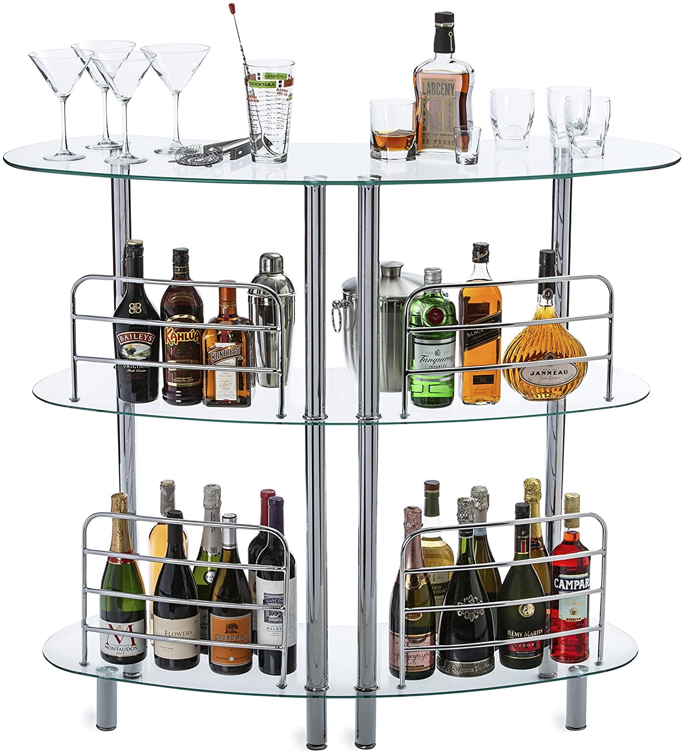 Modern Glass and Chrome Home Liquor Bar Catalina Nepal | Ubuy