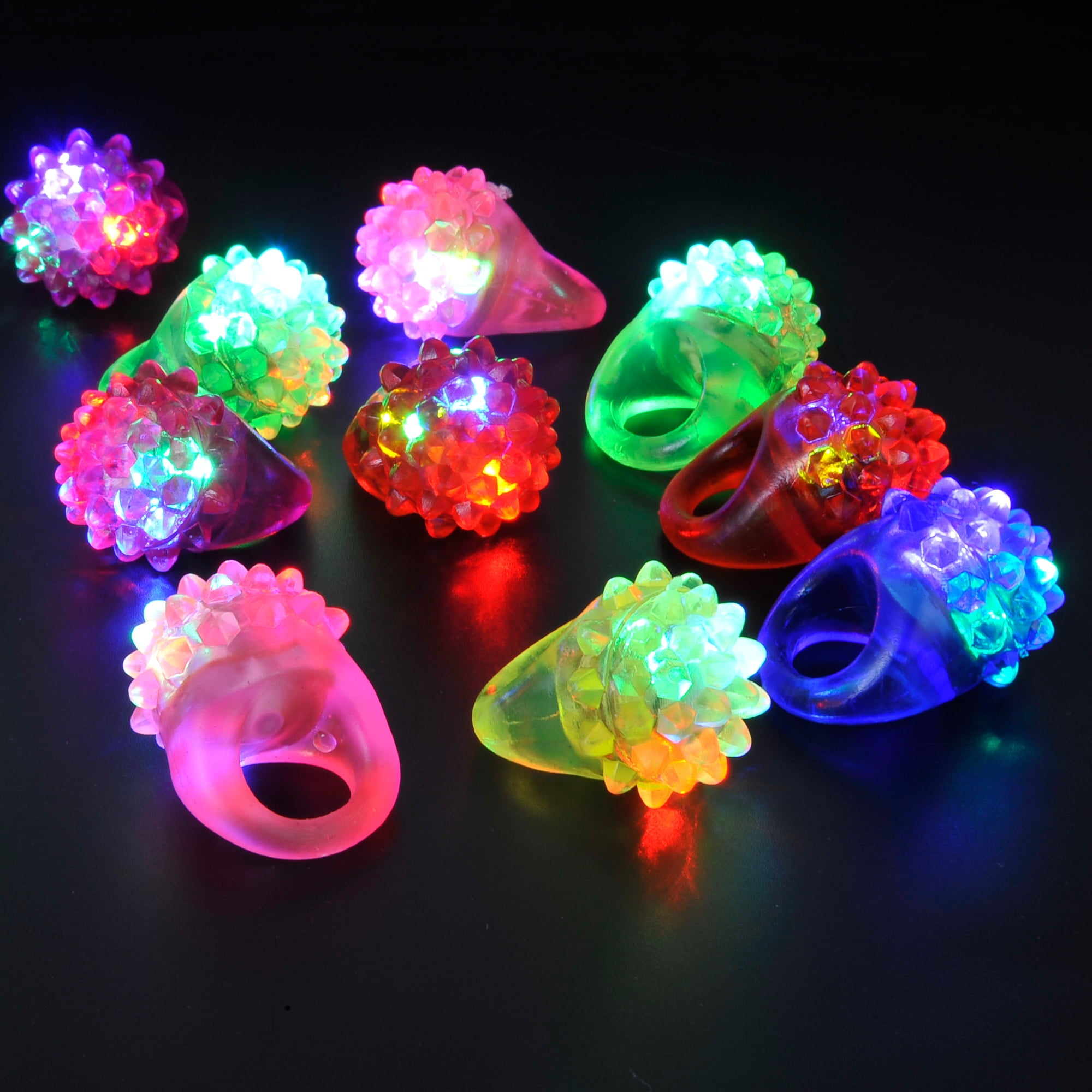LED Light Up Jelly Rubber Rings Pack of 18 Squishy rings for parties ...