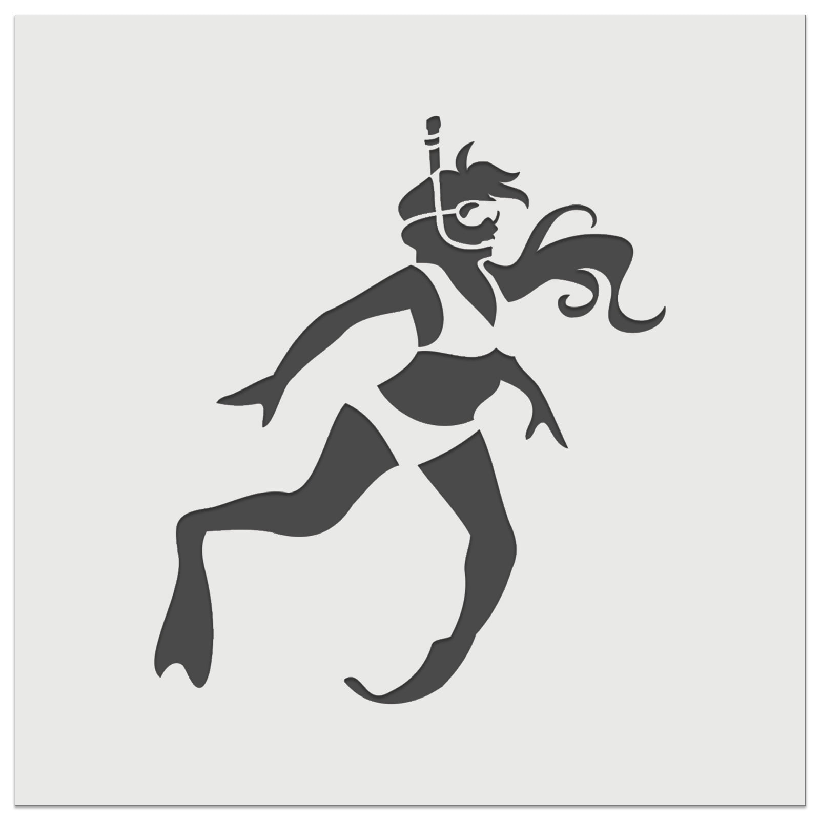 Swimmer Diver Snorkeling Woman Swimsuit DIY Cookie Wall Craft Stencil ...