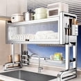 Over The Sink Dish Drying Rack with Flip Door,Stainless Steel Dish Rack ...