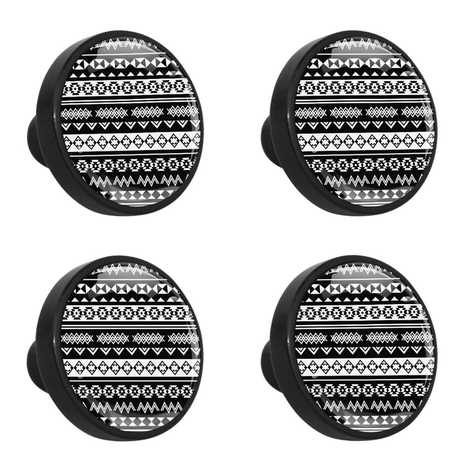 4 Pcs Black and White Tribal Knobs for Kitchen Cabinet Cupboard Dresser Bookcase Drawer Pulls ...