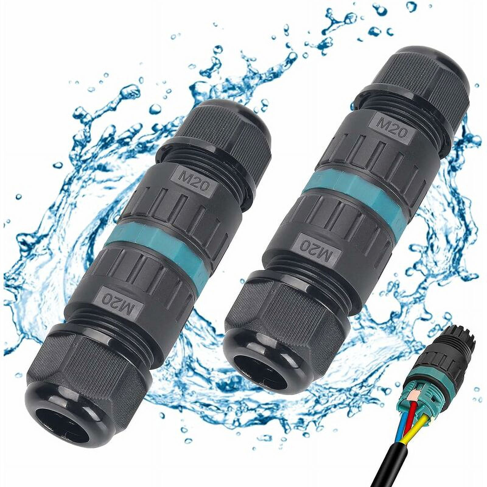 Paquete de 2 conectores de cable impermeables Ip68 de 3 pines para ...