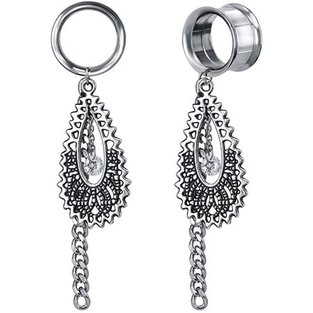 HTWW s Water Droplet Ear Gauges Stainless Steel 16mm Gauges for Ears ...