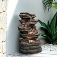 5 Tier Cascading Rock Water Fountain Outdoor Garden Waterfall Decor for ...