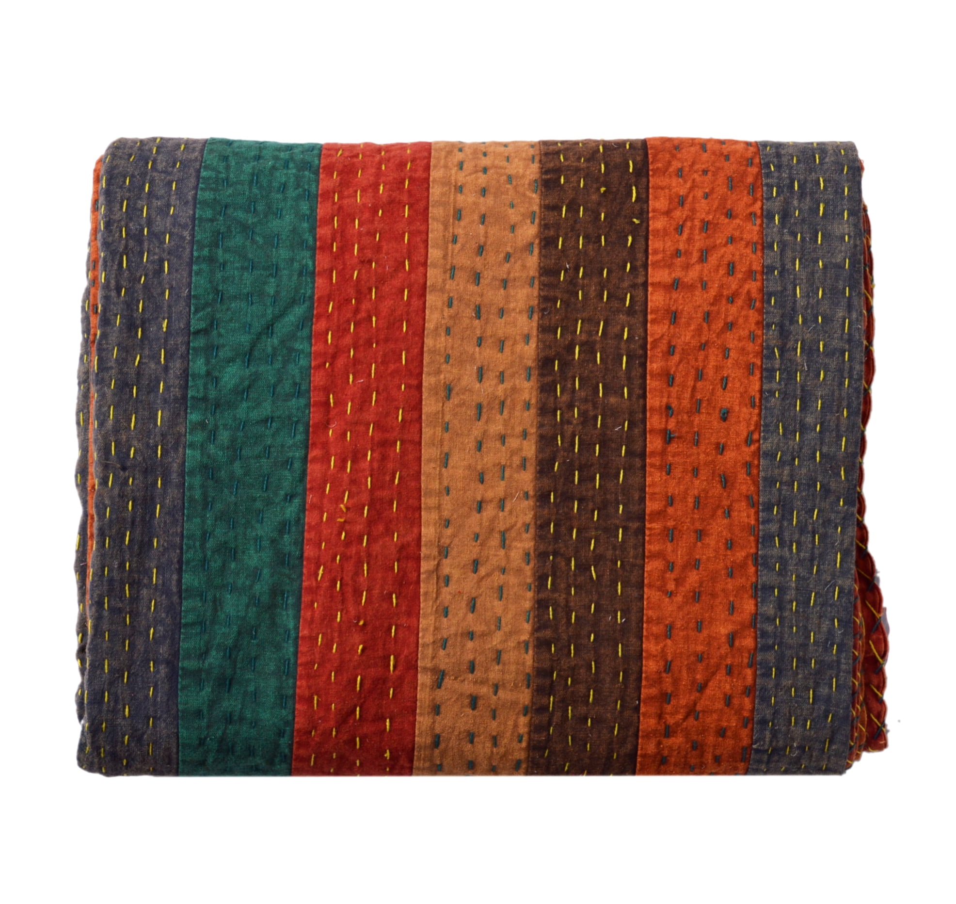 Kantha Quilt 100%Cotton Single Size Indian Quilt Hand Stitched Bohemian ...