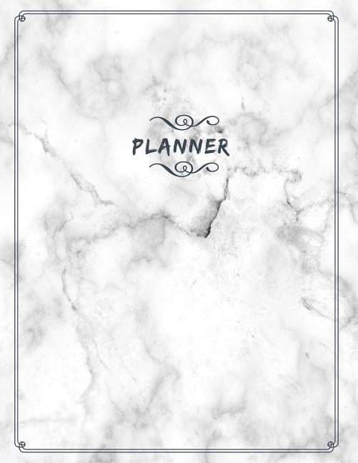 Planner: White Marble Cover, Undated Thirteen Months Life Productivity ...
