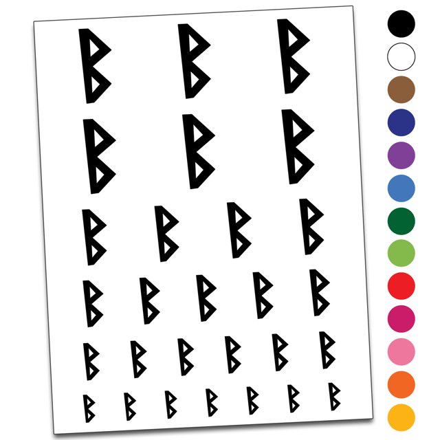 Norse Viking Dwarven Rune Letter B Water Resistant Temporary Tattoo Set ...