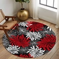 Red Black Floral 6FT Round Area Rugs for Living Room Vintage Red White ...