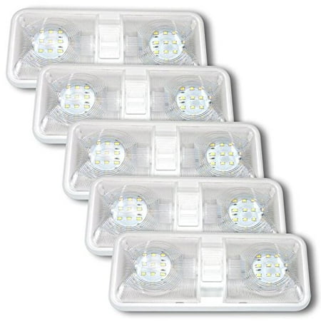 5 Pack RV LED Ceiling Double Dome Light Fixture with ON/OFF Switch ...