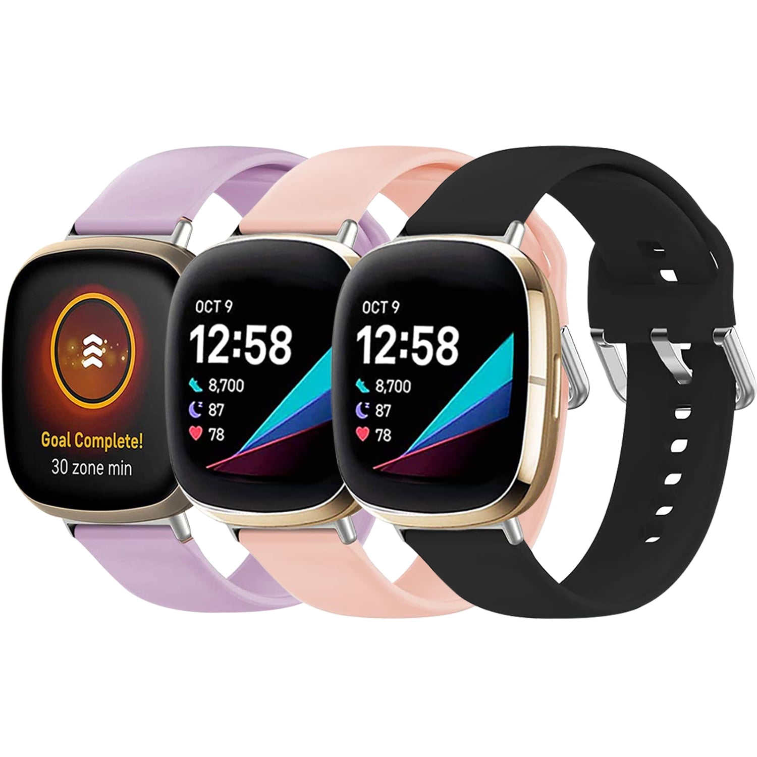 Enkey 3 Pack Watch Bands Compatible with Fitbit Versa 3/Fitbit Sense ...