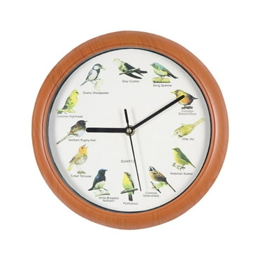 Audubon 13 Inch Singing Bird Wall Clock - Hourly Song, Hanging, Sound ...