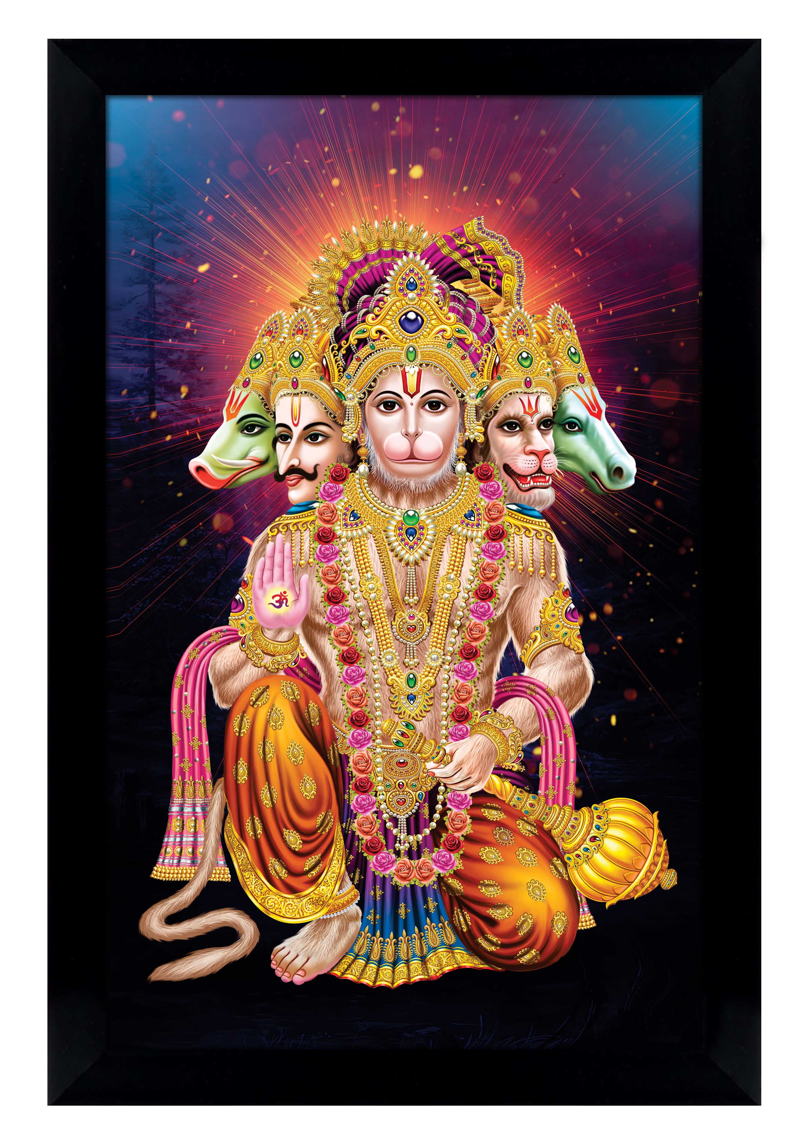 IBA Indianbeautifulart Panch Mukhi Hanuman Picture Frame Religious ...
