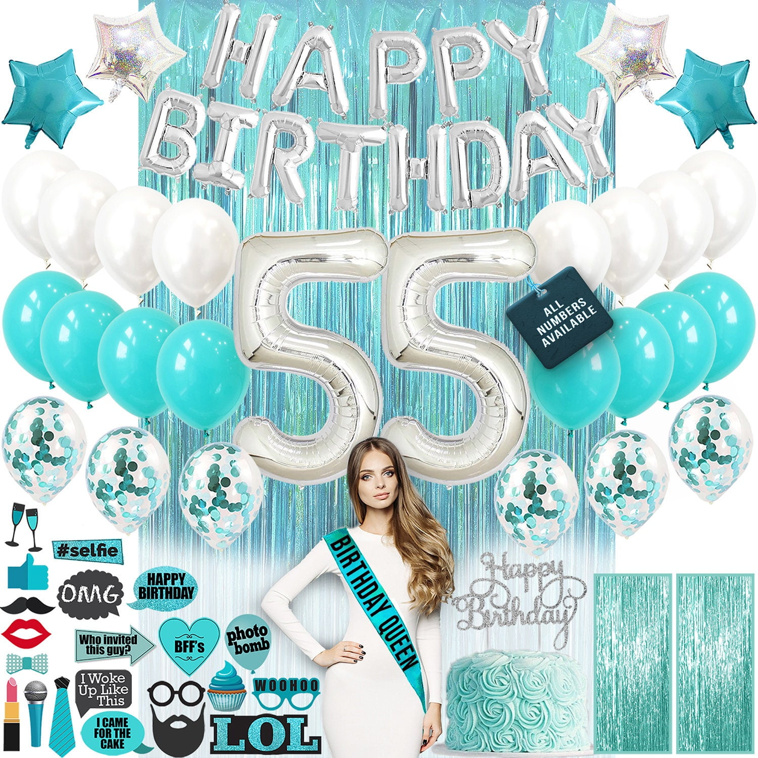 55th Birthday Decorations, 55th Birthday Party Supplies, Fifty Five ...