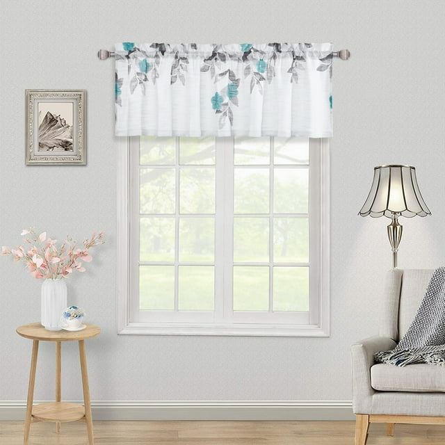 Green Floral Vine Print Valance for Kitchen and Living Room Windows ...