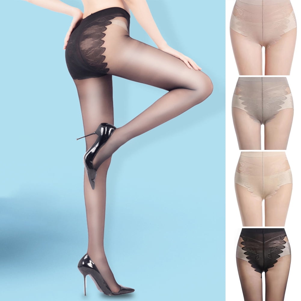 Womens Super Sexy Sheer Control Top Footed Tights Silk Stockings Ultra