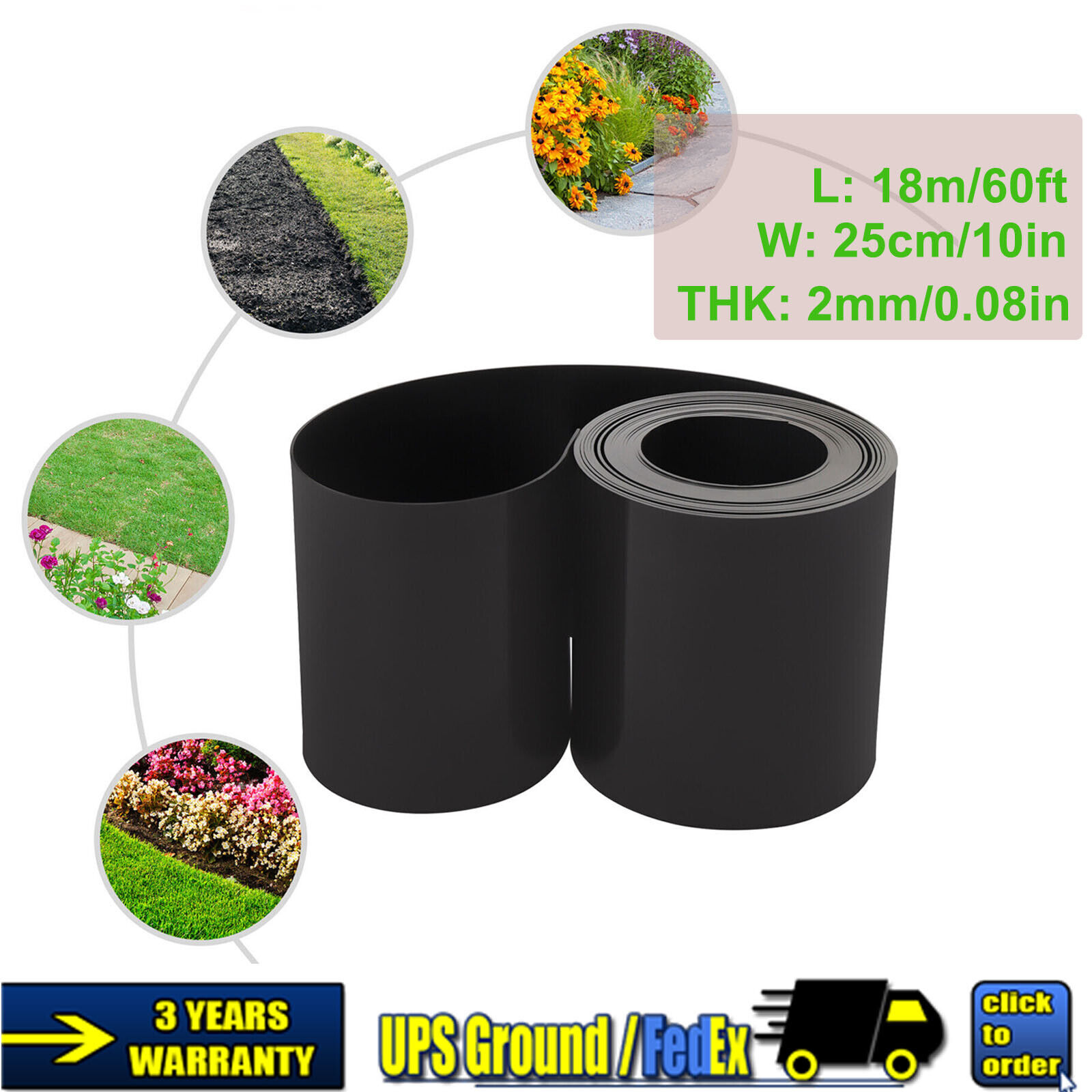 Miumaeov Grass Weed Barrier 10" Depth Landscape Edging Flexible Terrace ...