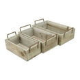 Set Of 3 Brown Wood Grain Rectangular Small Crate with Side Handles ...