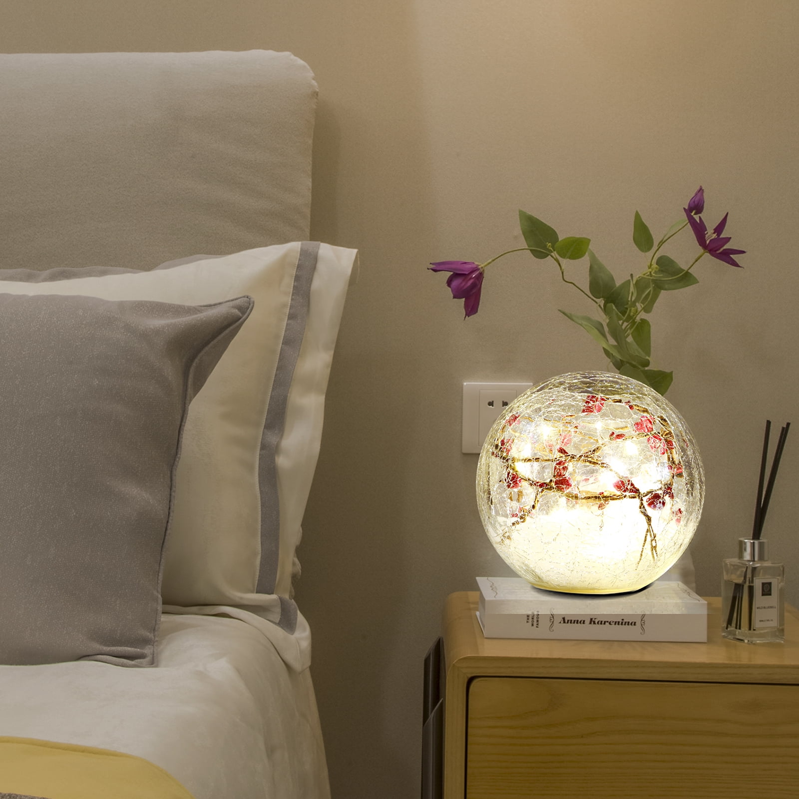 Red Fruit Branch Globe Glass Table Lamp for Decorations and Lighting- 1 ...