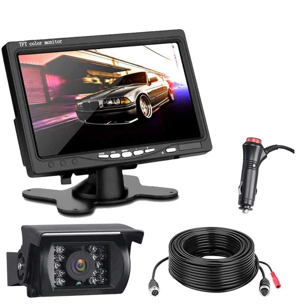 Car Reversing Camera Kit 7" TFT LCD Monitor 12V-24V Night Vision ...