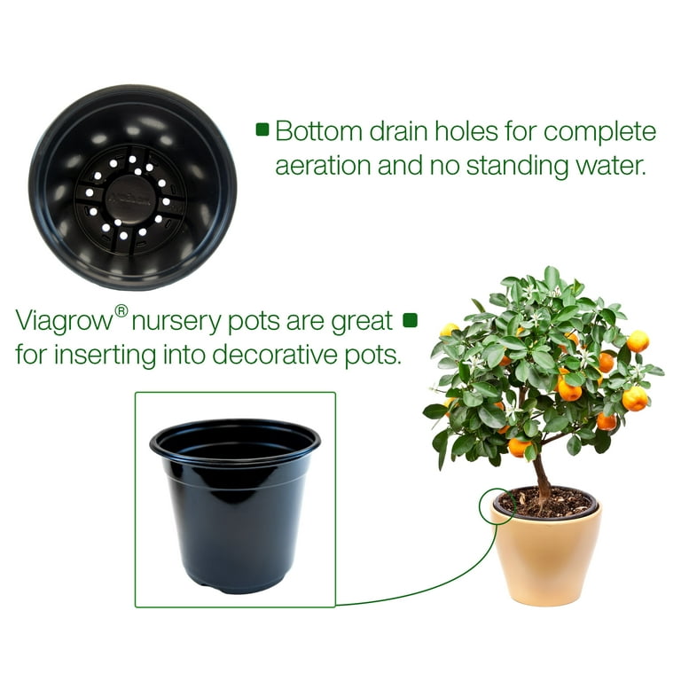 2 Gallon Plant Containers Round Black Plastic Nursery Pots 2 Gallon