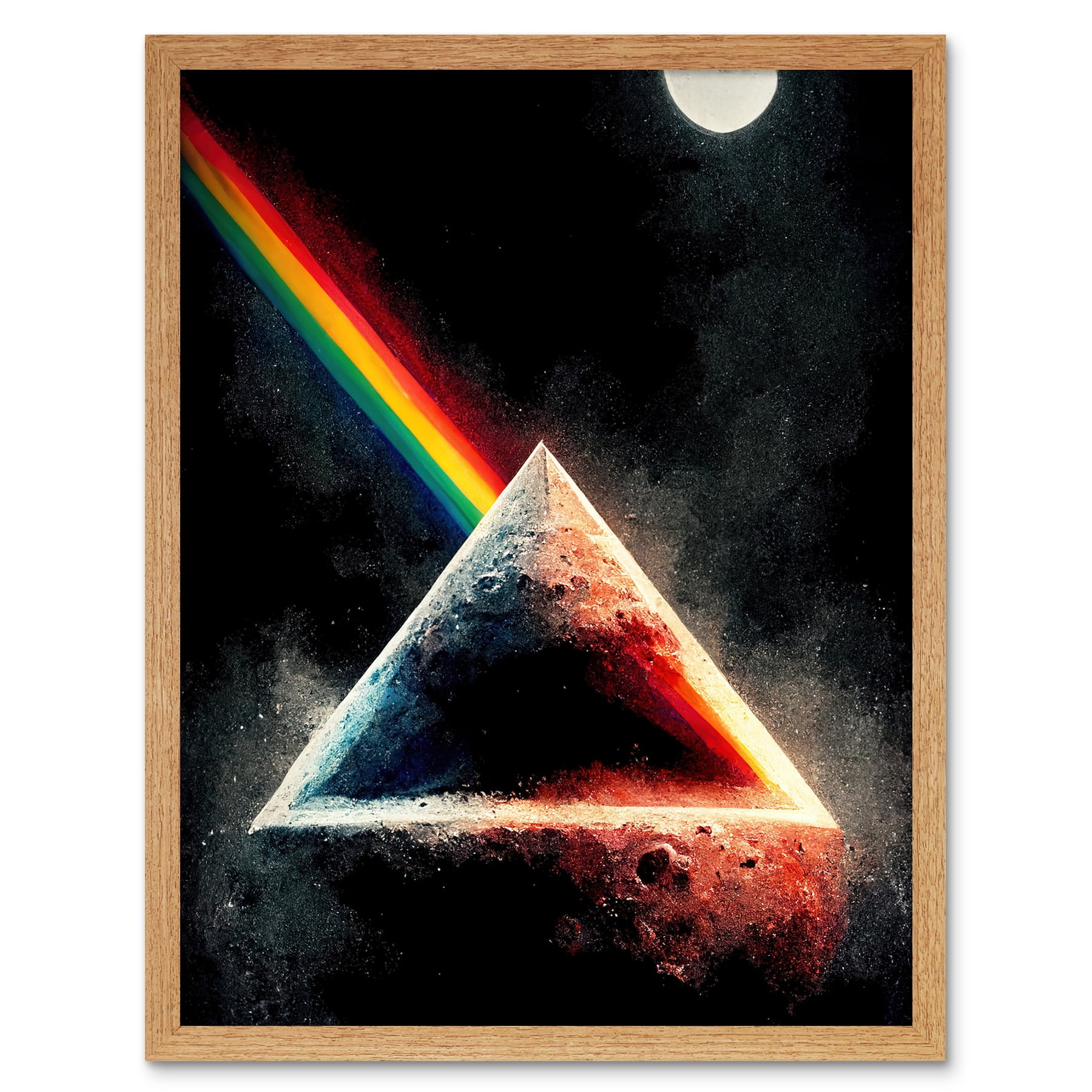 Triangle Moon Prism Abstract Light Refraction Painting Art Print Framed ...
