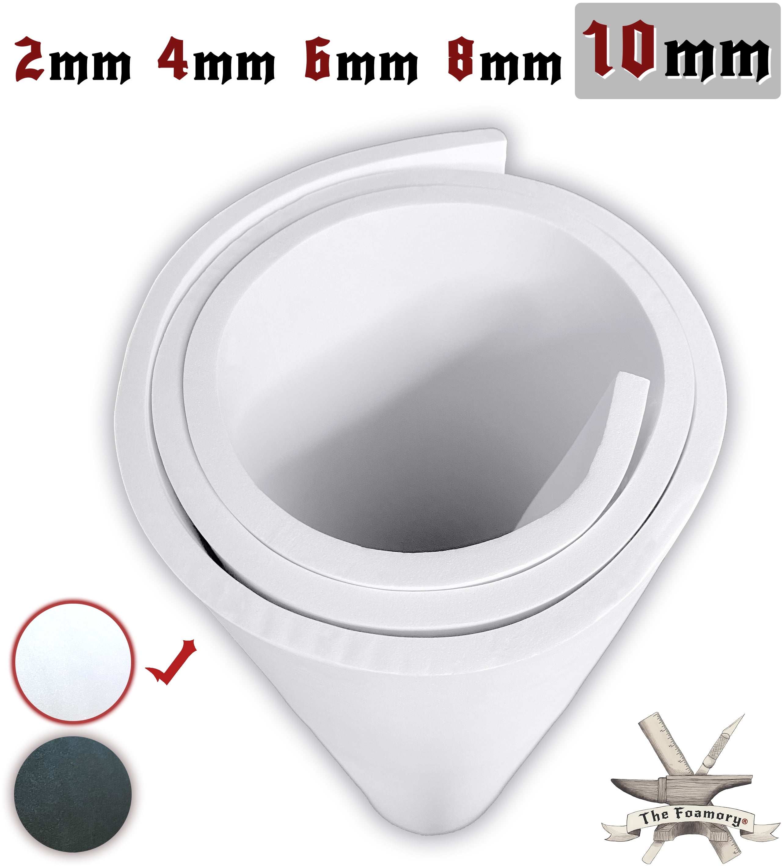 EVA Foam Cosplay – 10mm Thick (2mm to 10mm) – White or Black – 35" x 59 ...