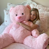MorisMos Jumbo Fluffy 4ft Giant Pink Teddy Bear Stuffed Animal, Big ...