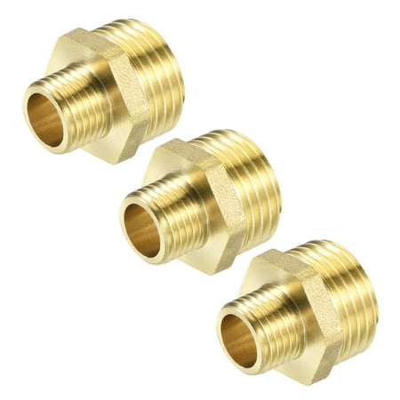 Uxcell G1/2 x G1/4 Male Thread Brass Hex Reducer Pipe Fitting Connector ...