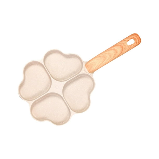 Heart Egg Pan Wooden Handle Section Divided Skillet Breakfast Frying ...