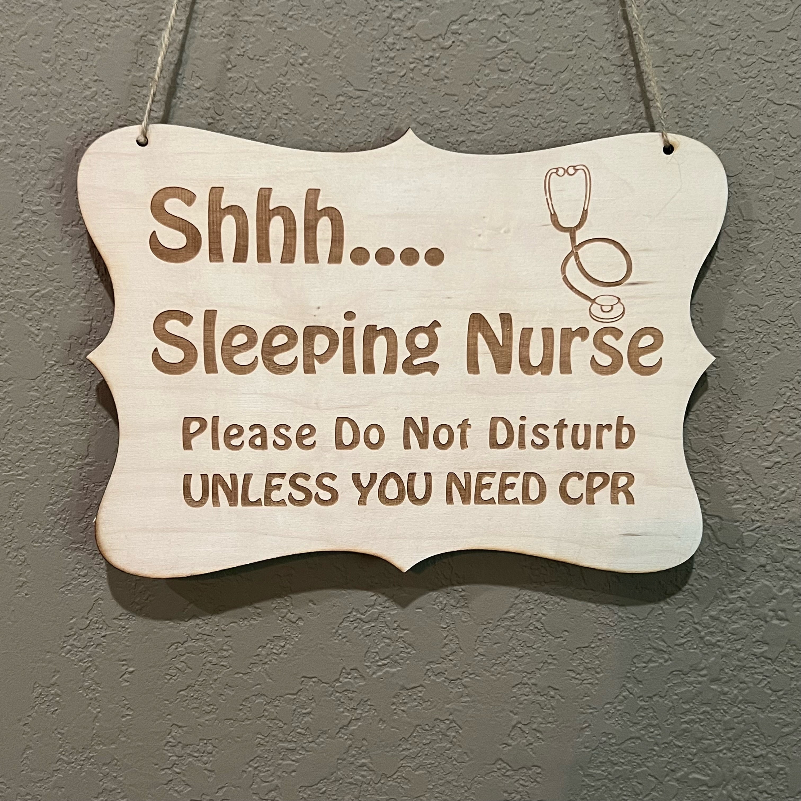 Shhh Sleeping Nurse Raw Wood Door Sign - Walmart.com