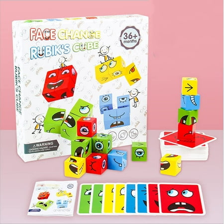 Expression Puzzle Building Cubes Wooden Face-Changing Magic Cube ...