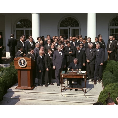 Lbj'S War On Poverty. President Lyndon Johnson Signing The Poverty Bill ...