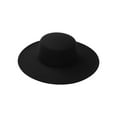 Women Wool Blend Flat Brim Fedora Hat Solid Color Simple Elegant Church ...