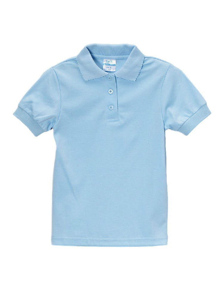 Unik Girls Sky Blue Uniform Short Sleeve Polo Shirt 10 - Walmart.com