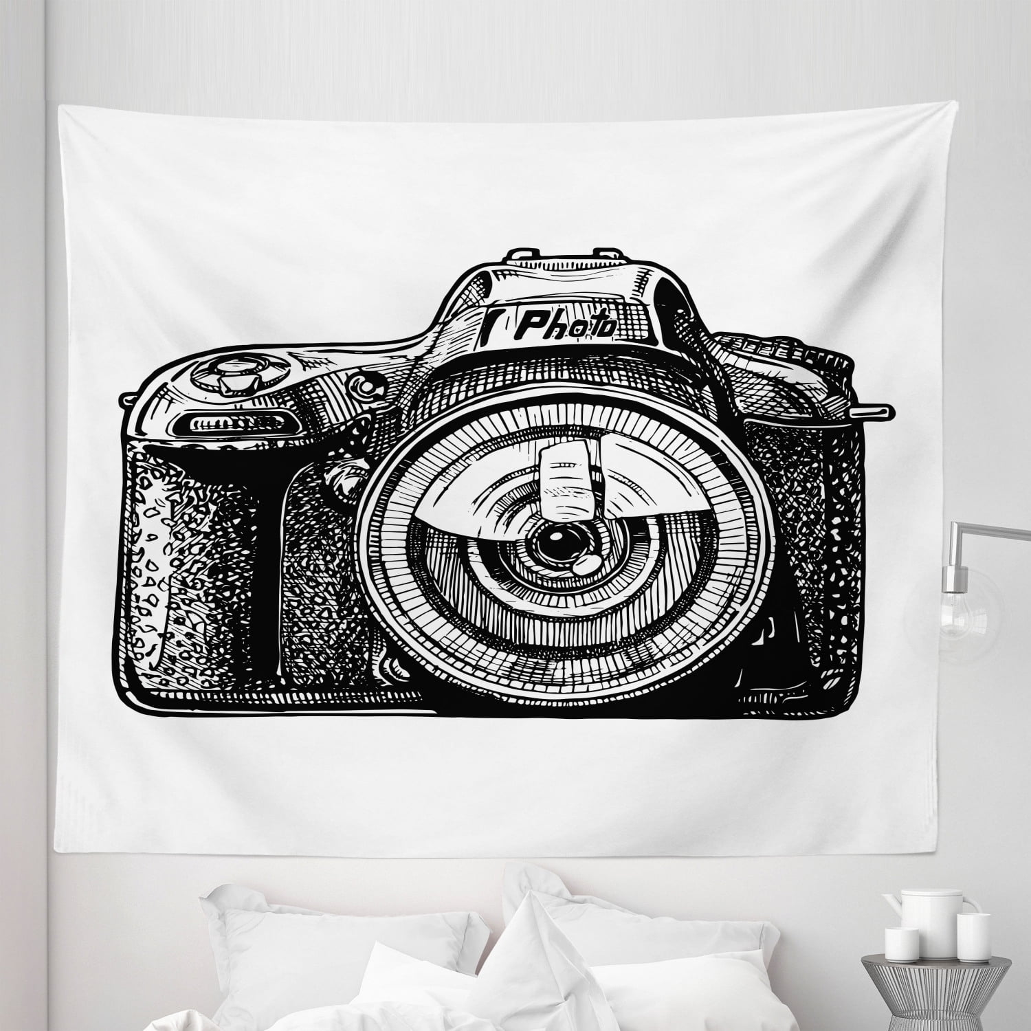 Camera Tapestry, Sketch Retro Photo Device Capturing Memories Classic ...